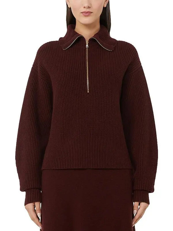 Max Mara Nadar Wool & Cashmere Half Zip Sweater - Cherry