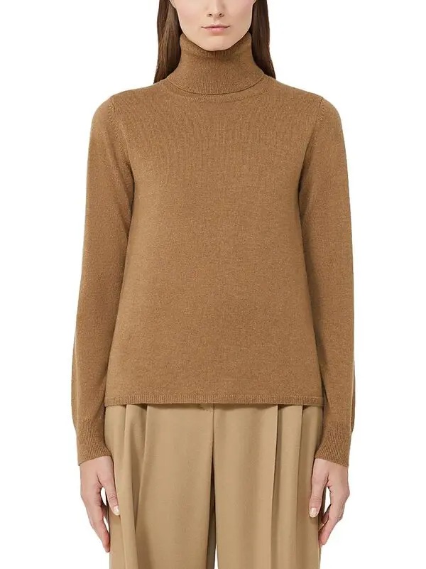 Max Mara Educata Wool & Cashmere Turtleneck Sweater - Camel