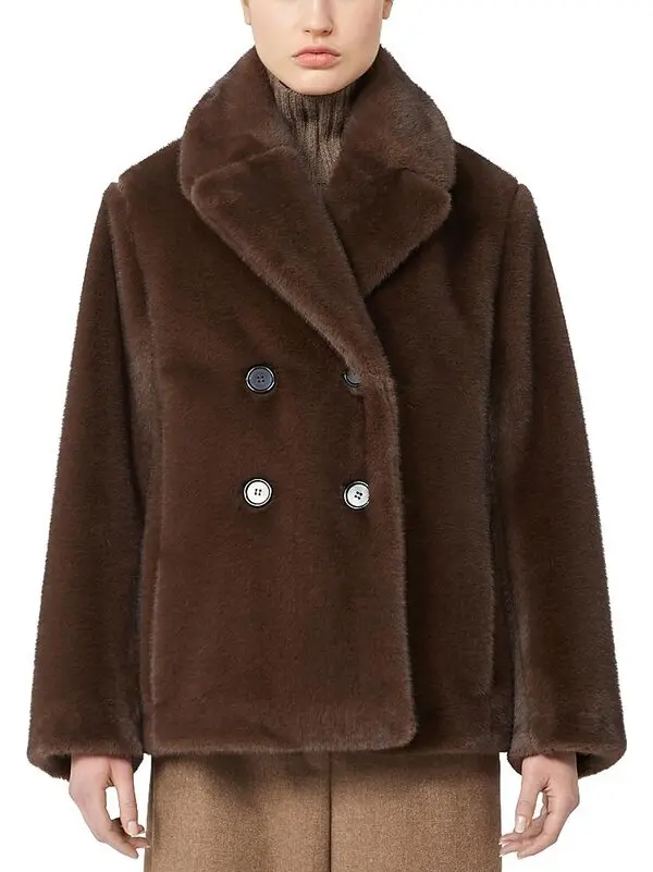 Max Mara Laura Faux Fur Coat - Brown