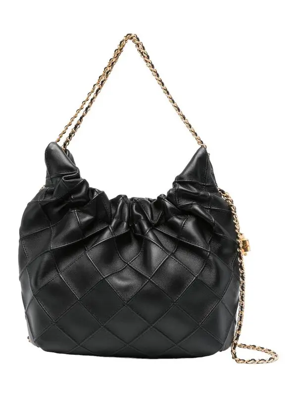 Tory Burch Fleming Mini Leather Hobo Bag - Black