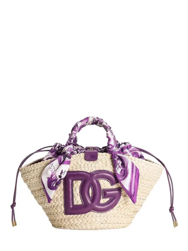 Dolce & Gabbana Kendra Small Straw Tote - Purple