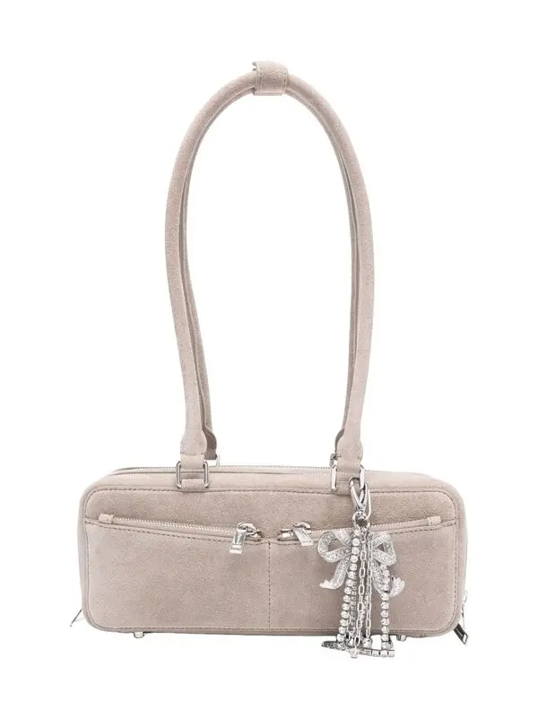 SELF-PORTRAIT Suede Leather Shoulder Bag - Grey