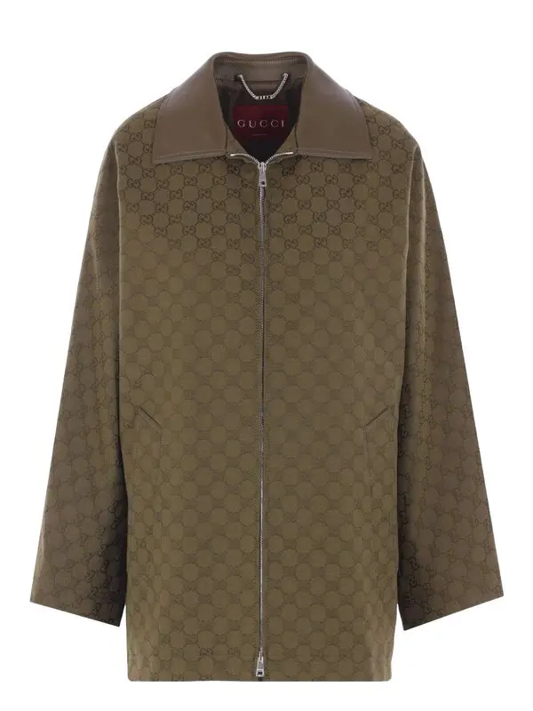 Gucci Gg Motif Zipped Jacket - Green