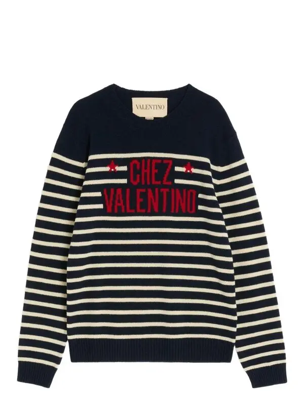 Valentino Garavani Chez Wool Striped Sweater - Blue