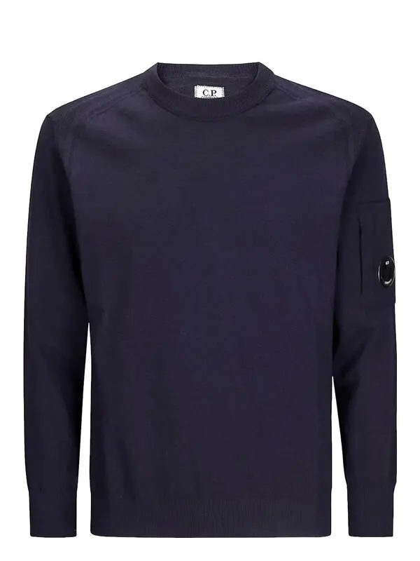 C.P. COMPANY Logo Wool Crewneck Sweater - Blue