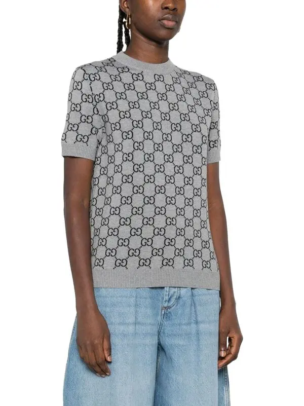Gucci Gg Wool Top - Grey