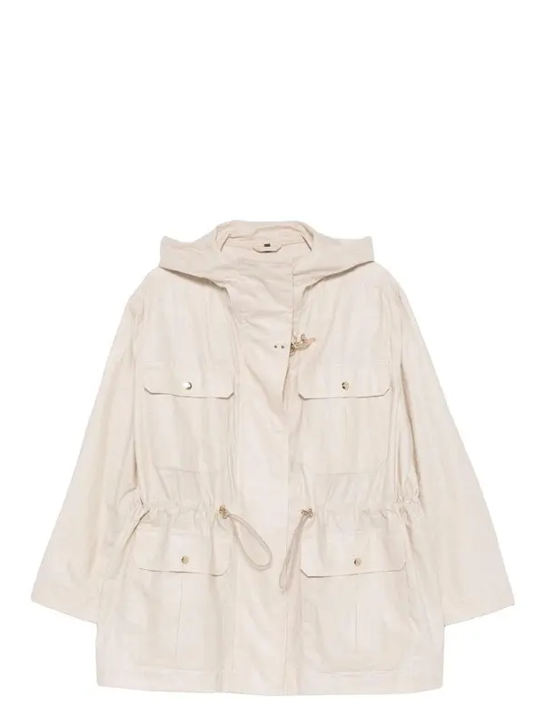 FAY Linen And Cotton-blend Parka Coat - White