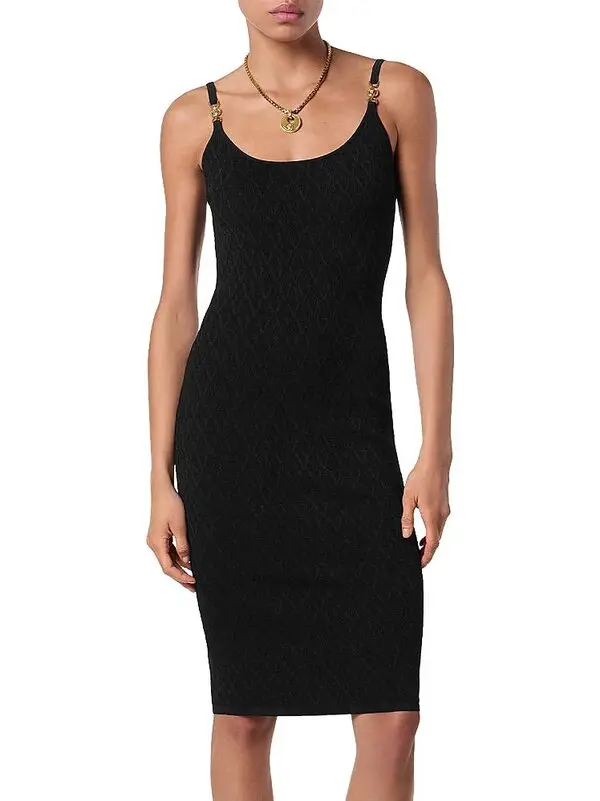Versace Textured V Jacquard Dress - Black