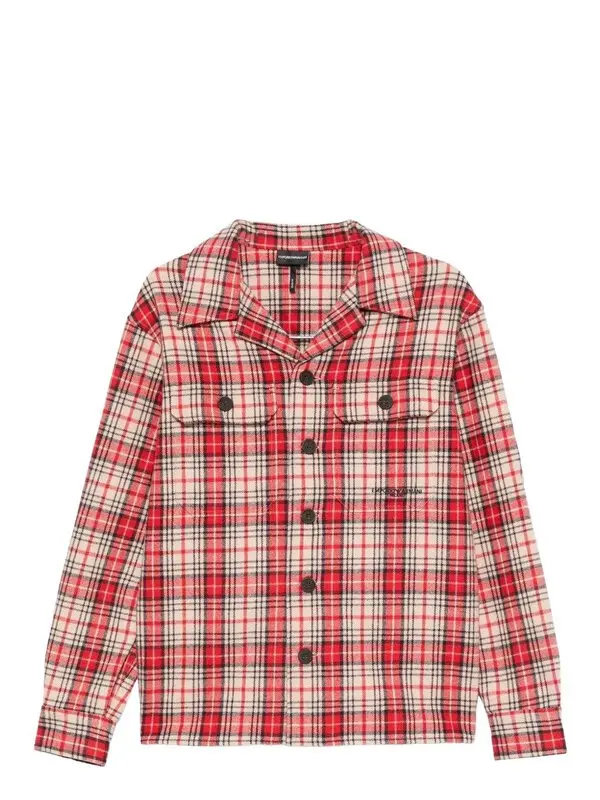 Emporio Armani Wool Checked Shirt - Red