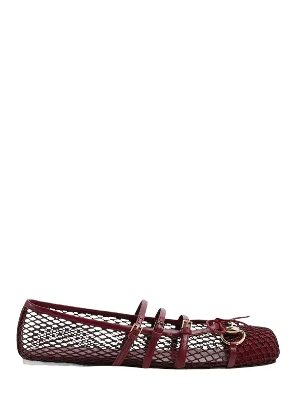 Gucci Horsebit Net Ballet Flats - Red