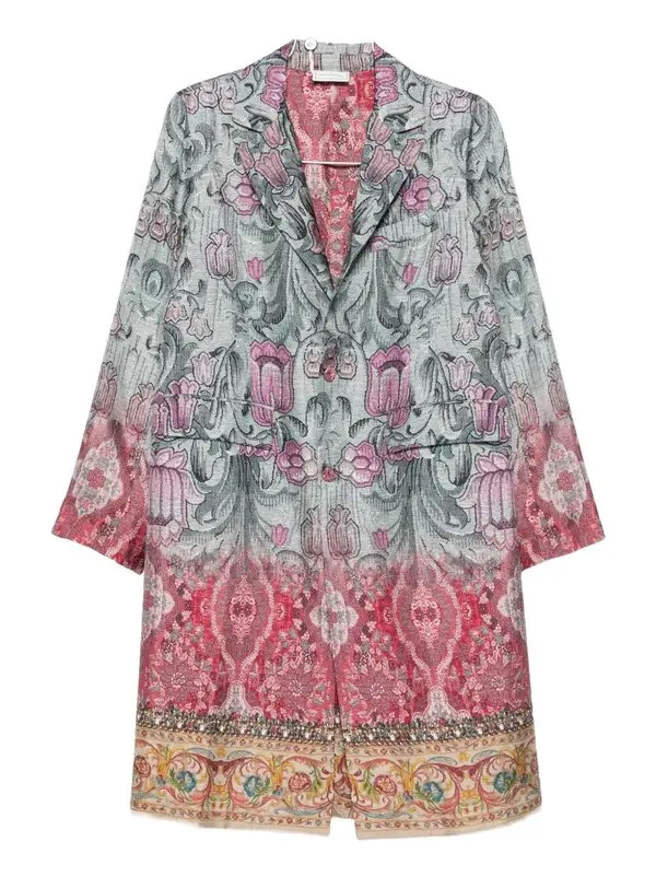PIERRE-LOUIS MASCIA Silk Printed Single-breasted Coat - Multi