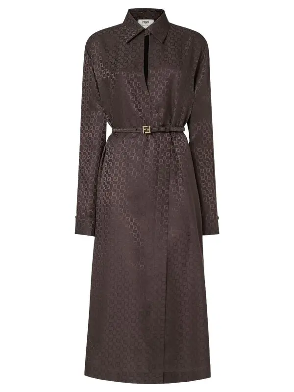 Fendi Ff Jacquard Silk Maxi Dress - Brown