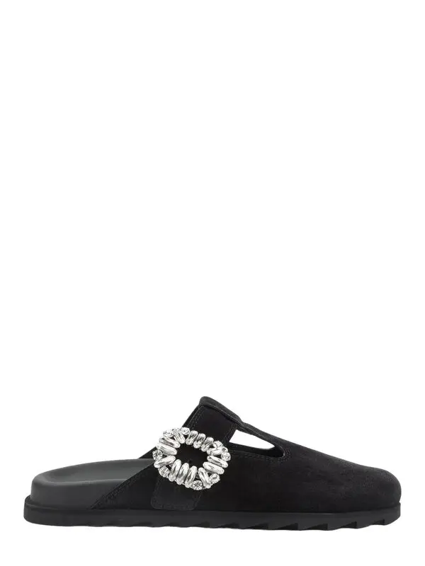 ROGER VIVIER Slidy Viv Leather Slippers - Black