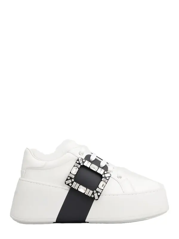 ROGER VIVIER Viv Skate High Strass Leather Sneakers - Blue