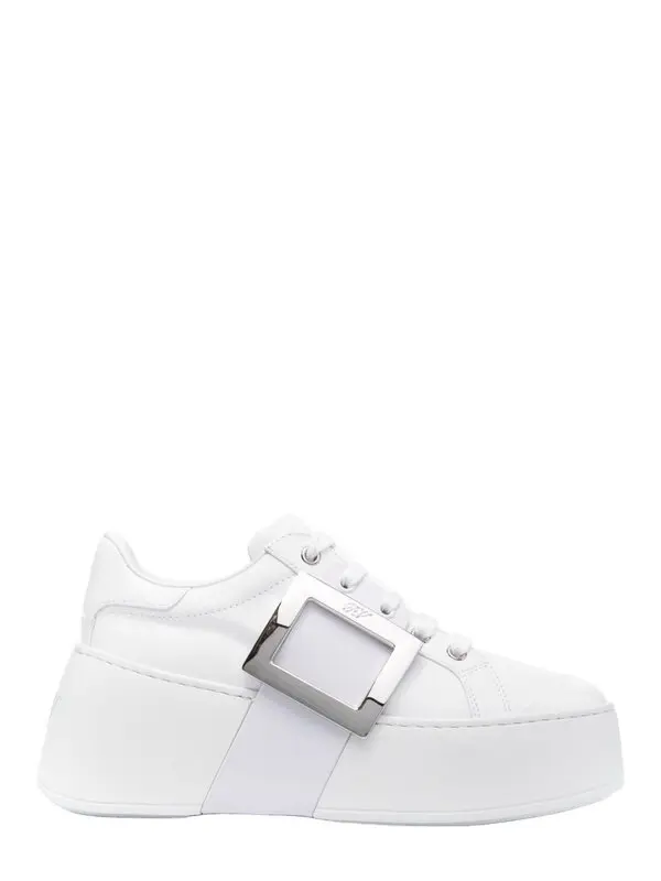 ROGER VIVIER Viv Skate High Leather Sneakers - White
