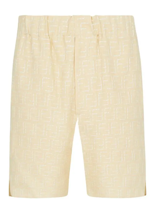 Fendi Ff Linen Bermuda - Yellow