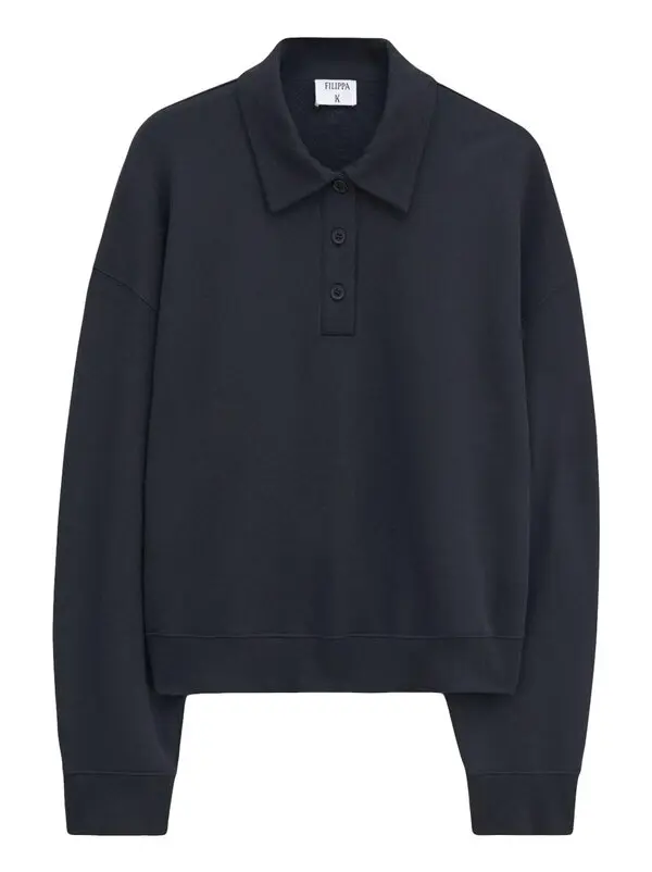 Filippa K Long Sleeve Polo Shirt - Black