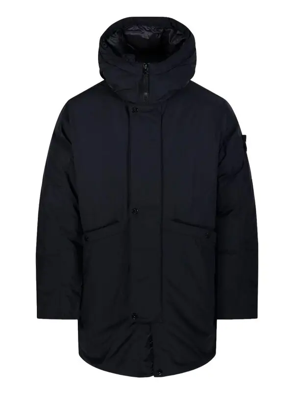 Stone Island Nylon Parka Coat - Black