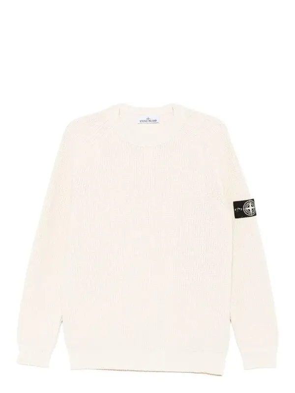 Stone Island Logo Cotton Sweater - White