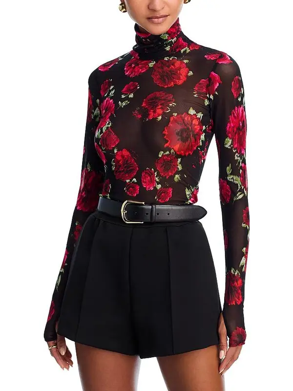 AFRM Zadie Floral Print Mesh Top - Painted Roses