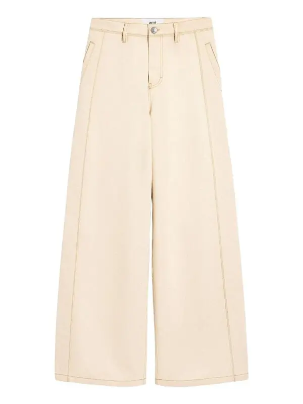 Ami Super Wide Denim Jeans - Beige
