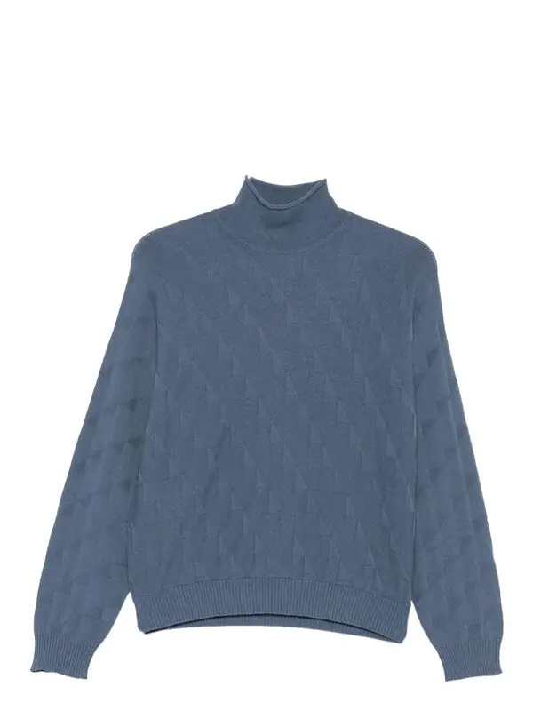 Emporio Armani High-neck Patterned Sweater - Sky Blue