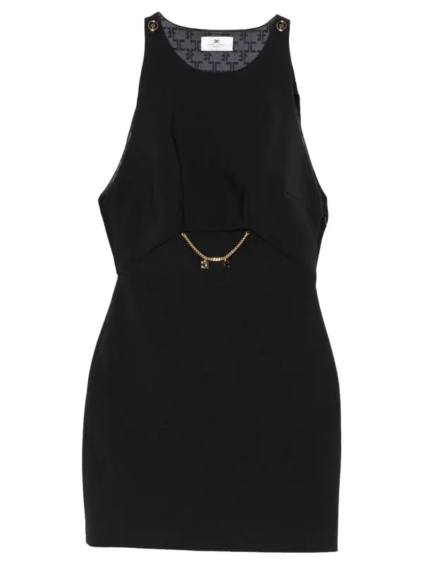 Elisabetta Franchi Mini Dress With Chain Detail - Black