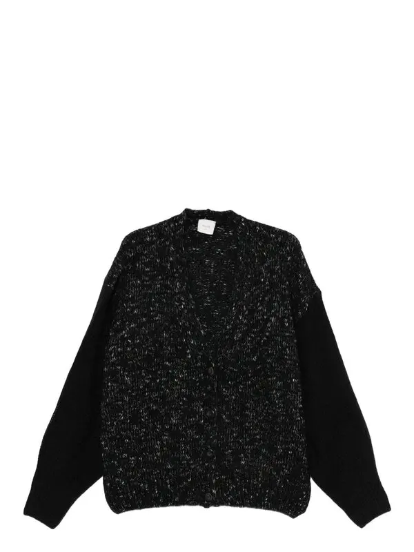 ALYSI Wool And Cotton Blend Cardigan - Black