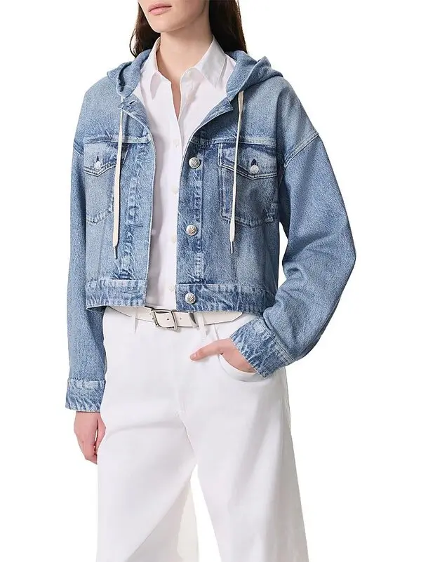 Rag & Bone Miramar Terry Hooded Trucker Jacket - Coney
