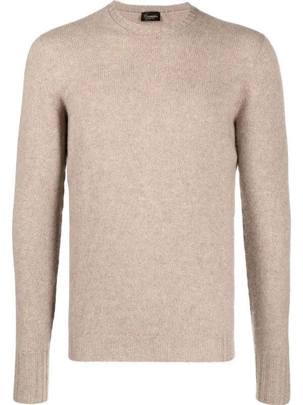 DRUMOHR Round Neck Long Sleeve Sweater - Beige