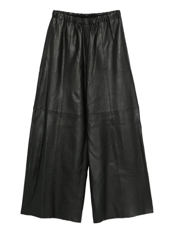 ALYSI Leather Wide-leg Trousers - Black