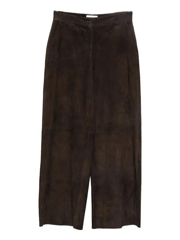 ALYSI Leather Wide-leg Trousers - Brown
