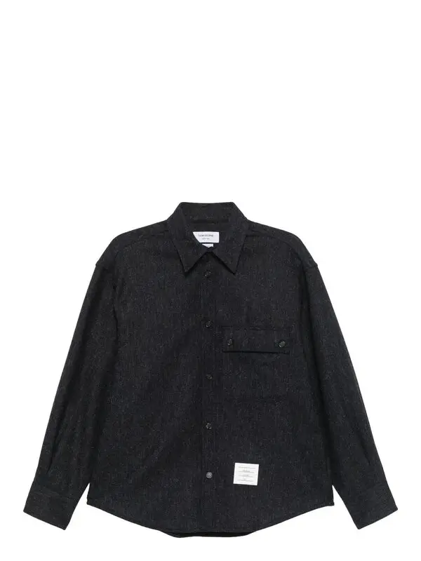 Thom Browne Oversized Shirt In Tweed - Blue