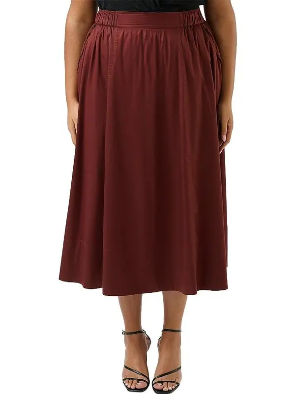ESTELLE Sahara Breeze Midi Skirt - Mahogany