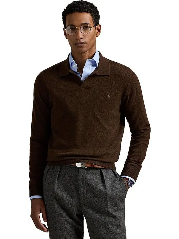 Polo Ralph Lauren Wool Regular Fit Polo Sweater - Brown
