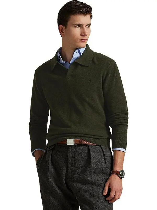 Polo Ralph Lauren Wool Regular Fit Polo Sweater - Green