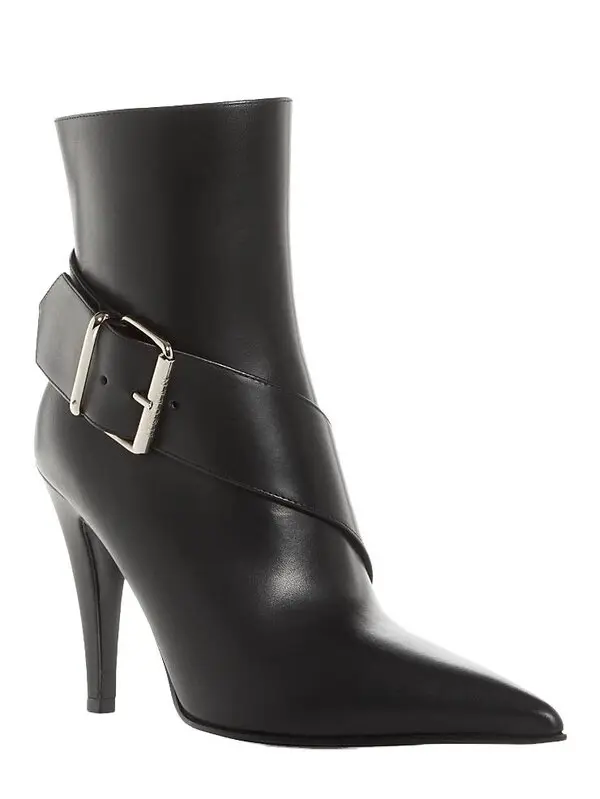 Alexander McQueen Pointed Buckle Ankle Boots - Black/silver
