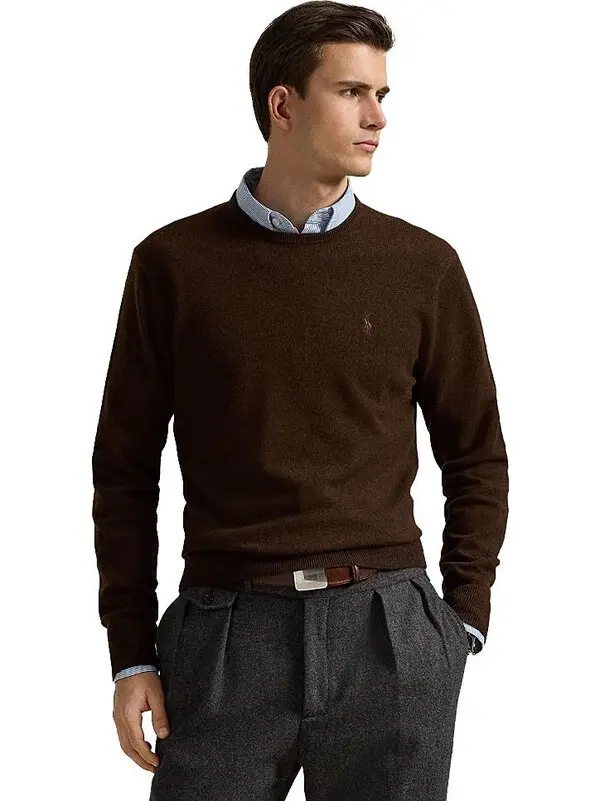 Polo Ralph Lauren Wool Crewneck Sweater - Cacao Brown Heather