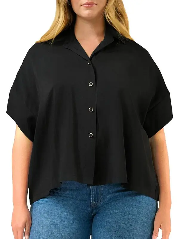 ESTELLE Lela Button-front Top - Black