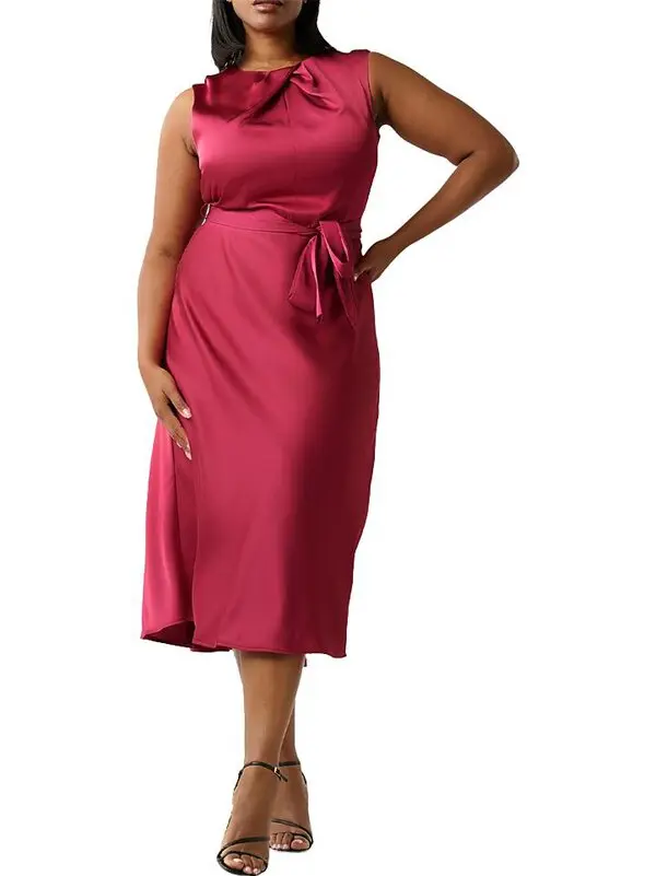 ESTELLE Emmi Tie Waist Dress - Magenta