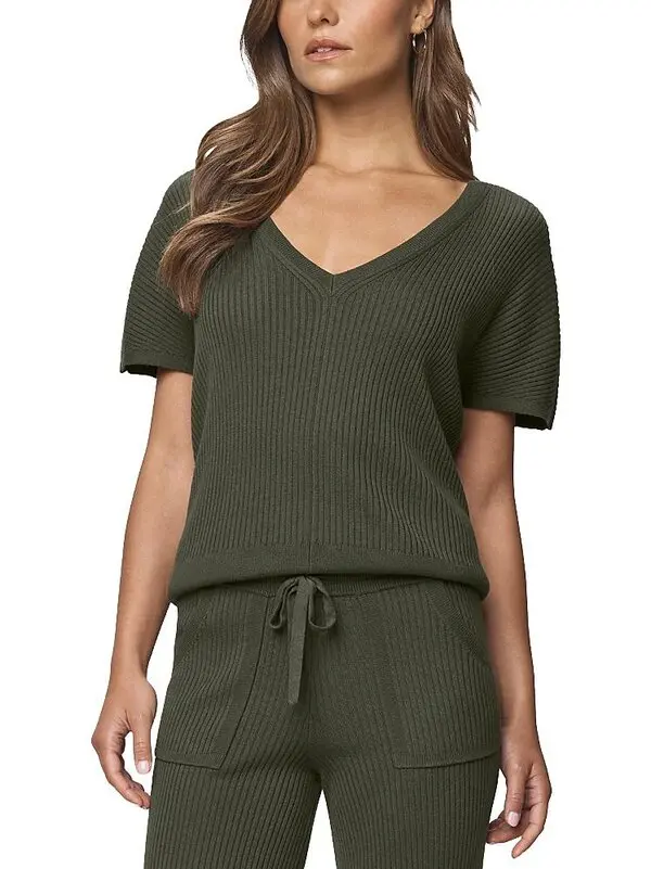 Splendid Georgie V-neck Sweater - Green Spruce