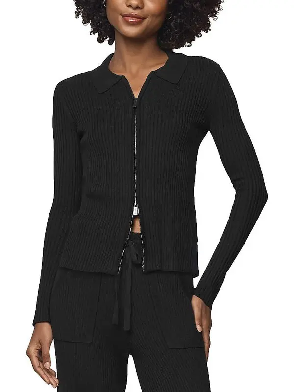 Splendid Georgie Two Zipper Sweater - Black