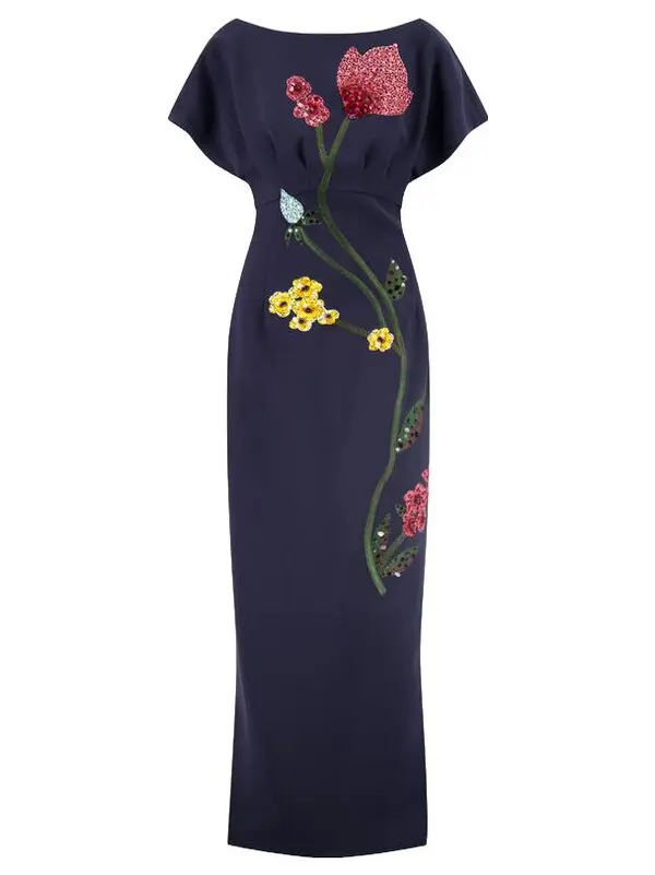Lela Rose Floral Embroidery Savannah Gown - Black