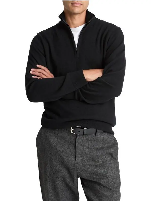 Vince Cashmere Quarter-zip Pullover - Black