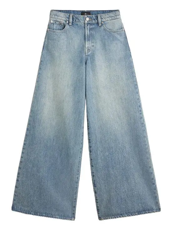 7 For All Mankind Marie Wide Leg In Coated Midland - Denim