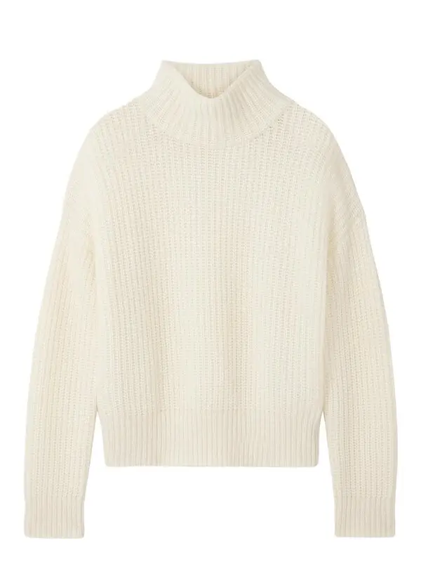 LISA YANG Julina Ribbed Cashmere Turtleneck Sweater - Neutrals