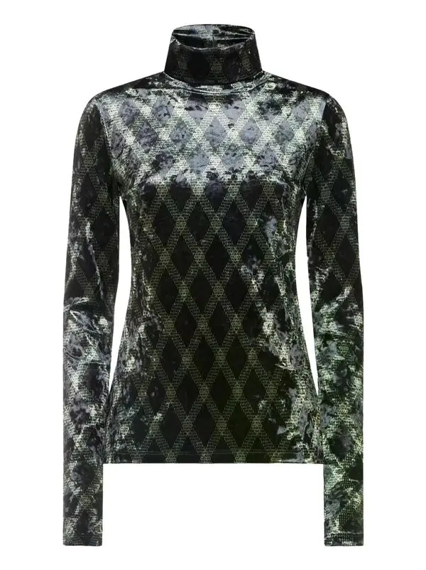 PIERRE-LOUIS MASCIA Diamond-pattern Velvet Top - Black