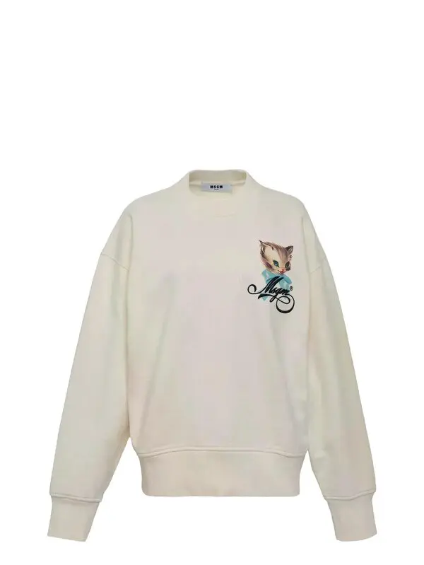 MSGM Kitten Motif Sweatshirt - Neutrals
