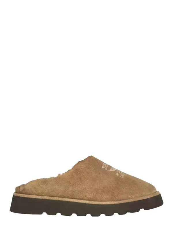 Zadig&Voltaire Embroidered Fur-trimmed Mules - Brown