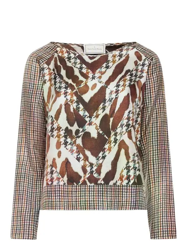 PIERRE-LOUIS MASCIA Houndstooth-print Blouse - Brown